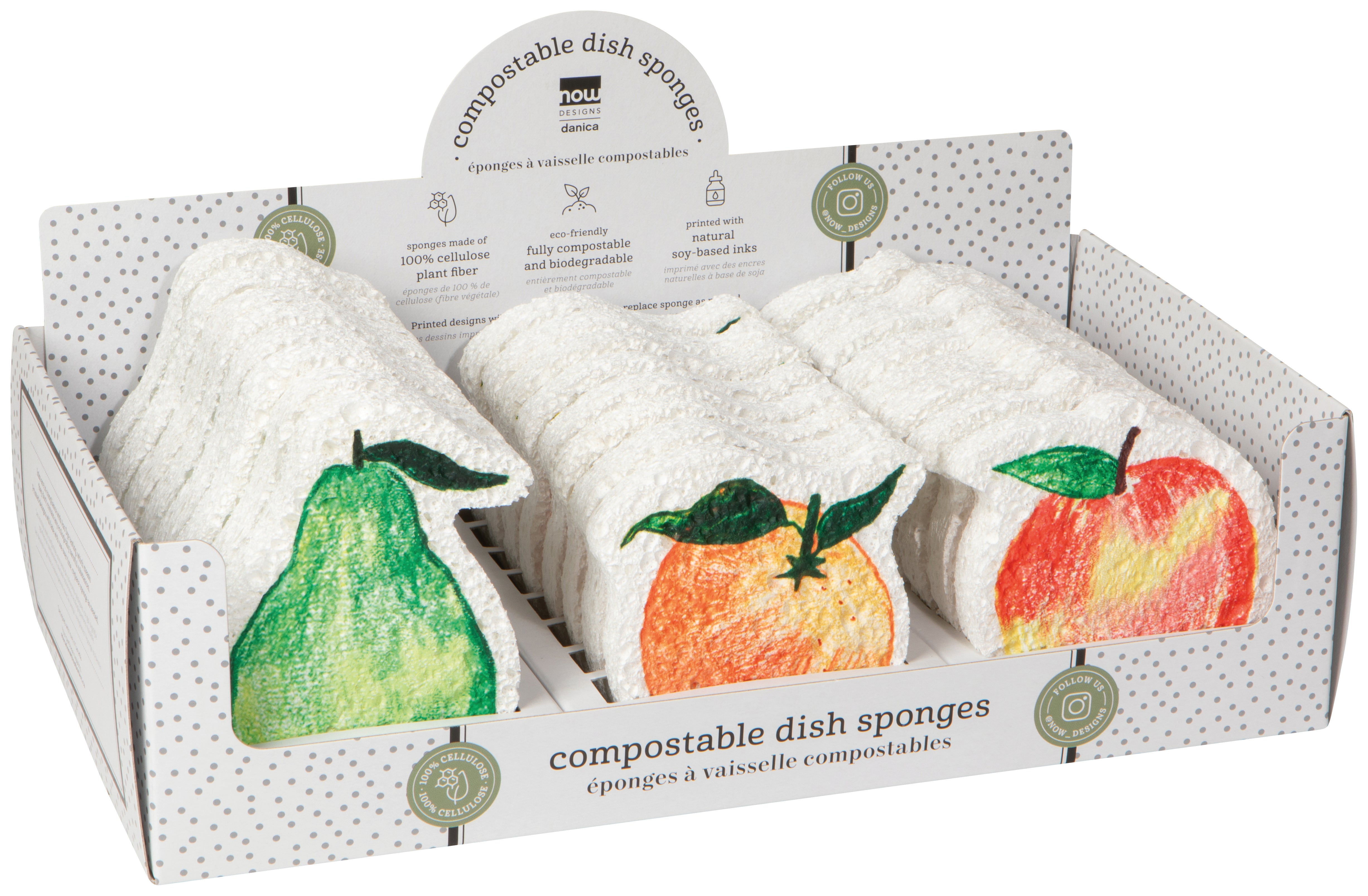 Locally Grown Compostable Sponge Counter Display Unit Set of 24 Assort