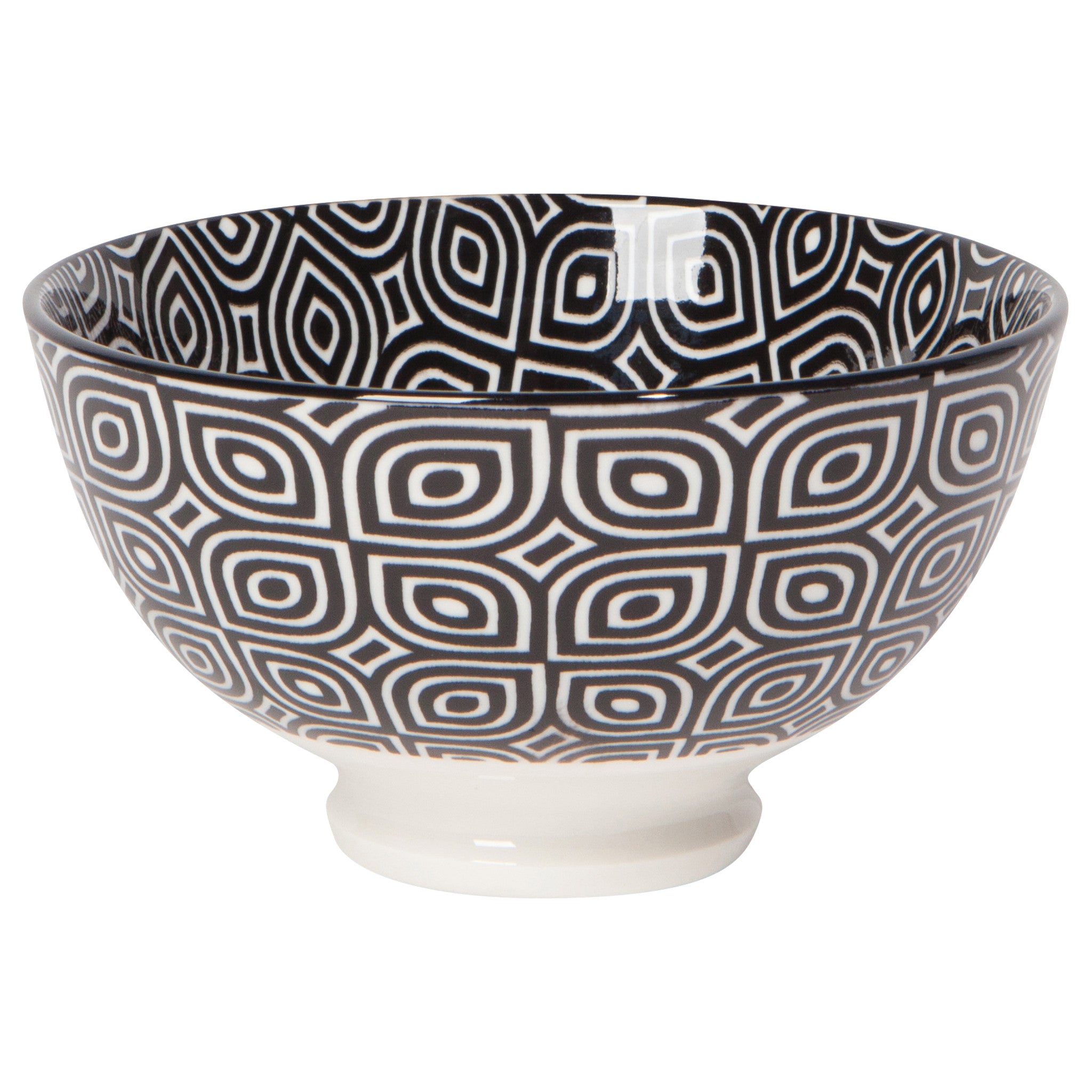 Black White Geo Stamped 4 inch Bowl